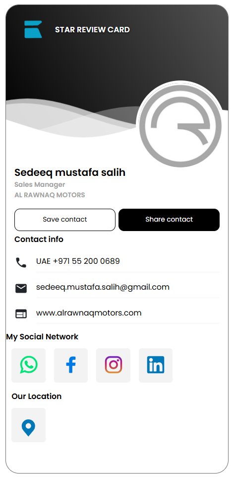 Star Biz Card - Star Review Card